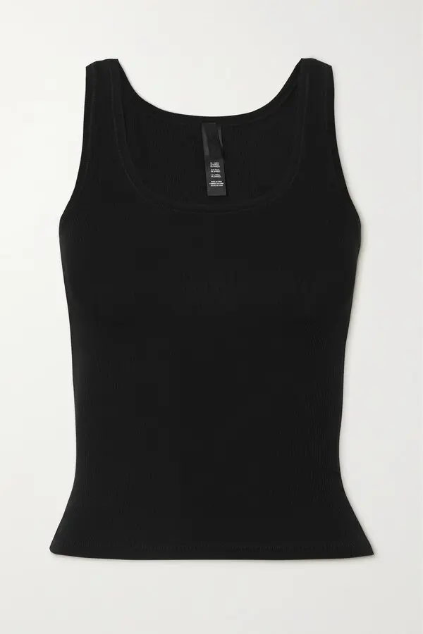 SKIMS Soft Lounge Ribbed Stretch-modal Tank - Black | Editorialist