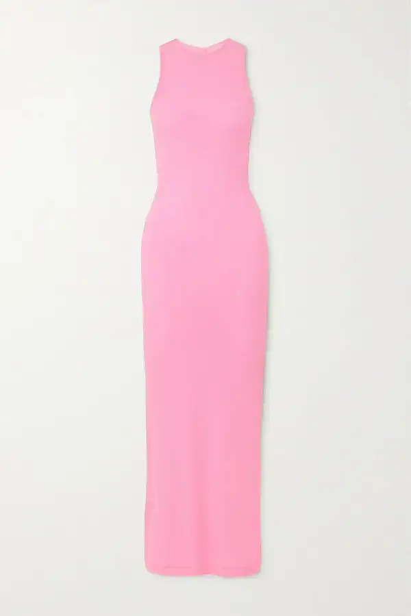 strapless open back dress Gratuita Long Sleeve Rib Maxi Dress | Cream | Womens main image 1