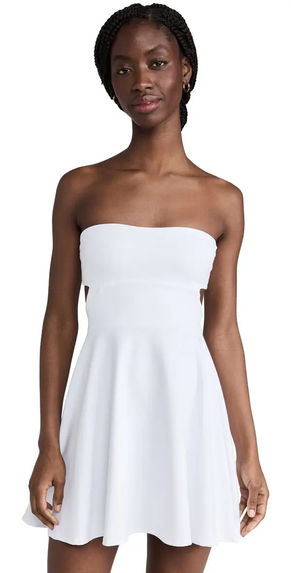 slim fit dress slacks White Eyelet Tube Mini Flare Dress – Sophie's Boutique Valdosta main image 1