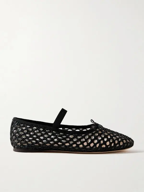 LOEFFLER RANDALL Leonie Raffia Mary Jane Ballet Flats - Black