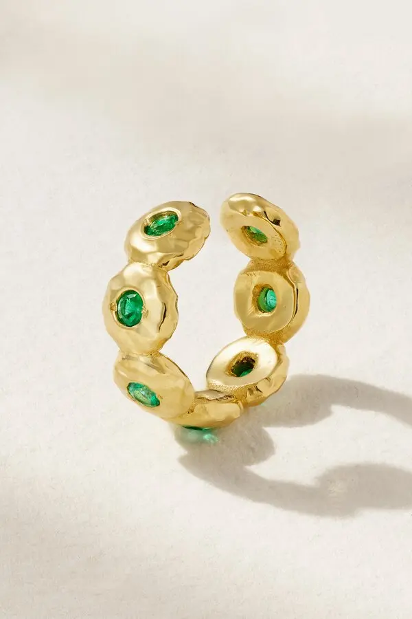 OCTAVIA ELIZABETH Nesting Gem 18-karat Recycled- Emerald Ear Cuff