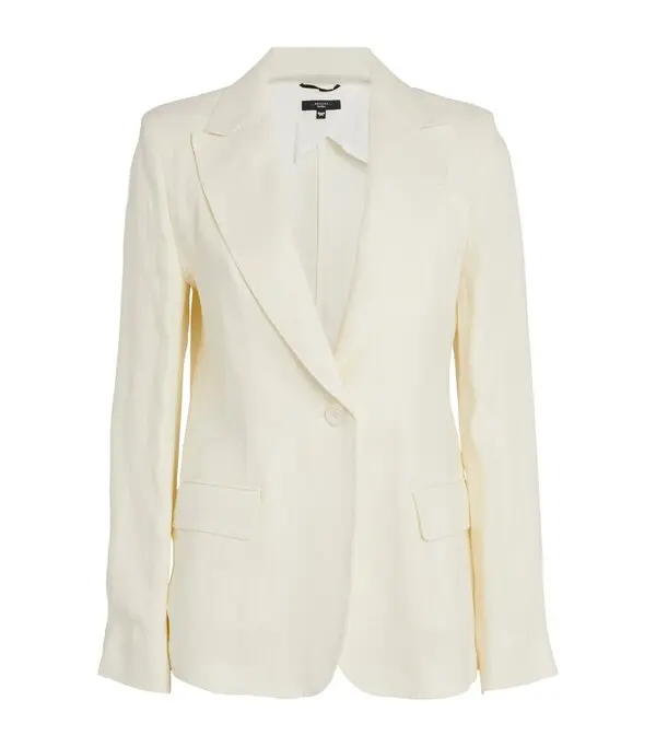 Max Mara Linen Single-Breasted Blazer In White - 20% Off