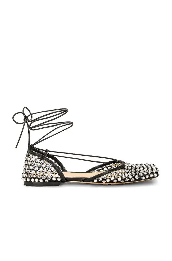 Bottega Veneta Stretch Flat - Black & Crystal