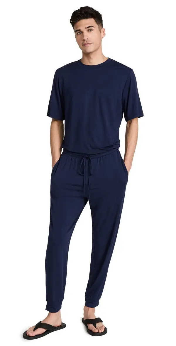 Eberjey Henry Modal Short Sleeve & Pant Pj Set - True Navy