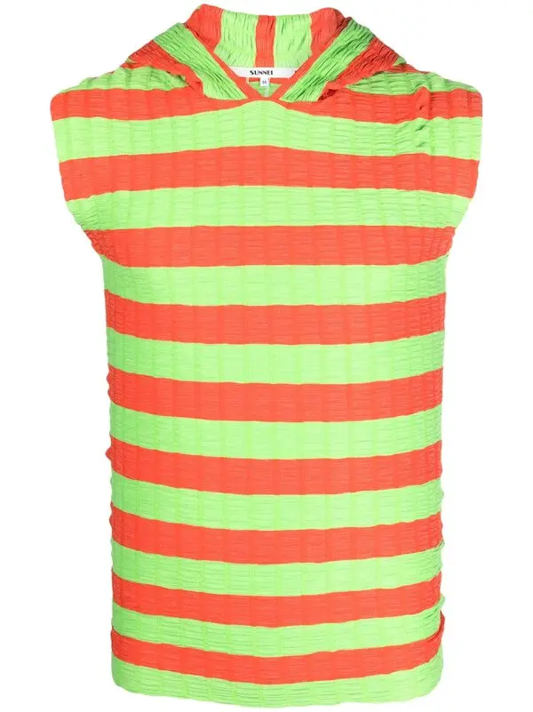 Sunnei Striped Sleeveless Hoodie