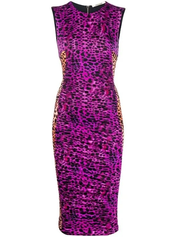 Roberto Cavalli Leopard-print Fitted Dress - Pink