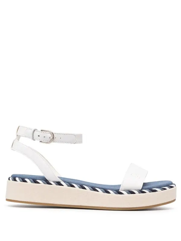 Tommy Hilfiger Embroidered Logo Platform Sandals - White