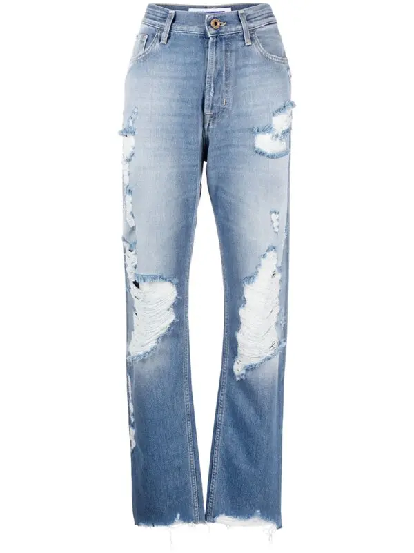Jacob Cohen Straight Leg Distressed Jeans