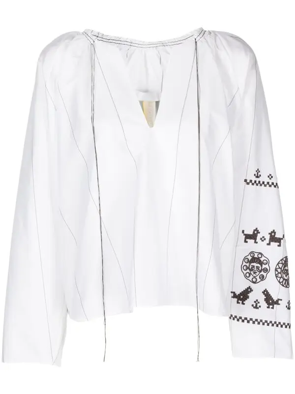 LITKOVSKA Embroidered Striped Blouse