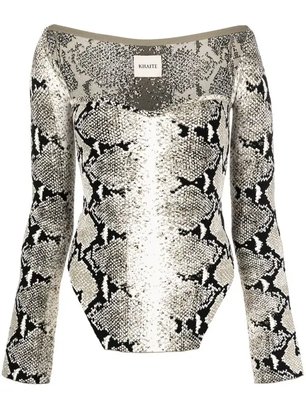Khaite Maddy Snake-print Top - Green