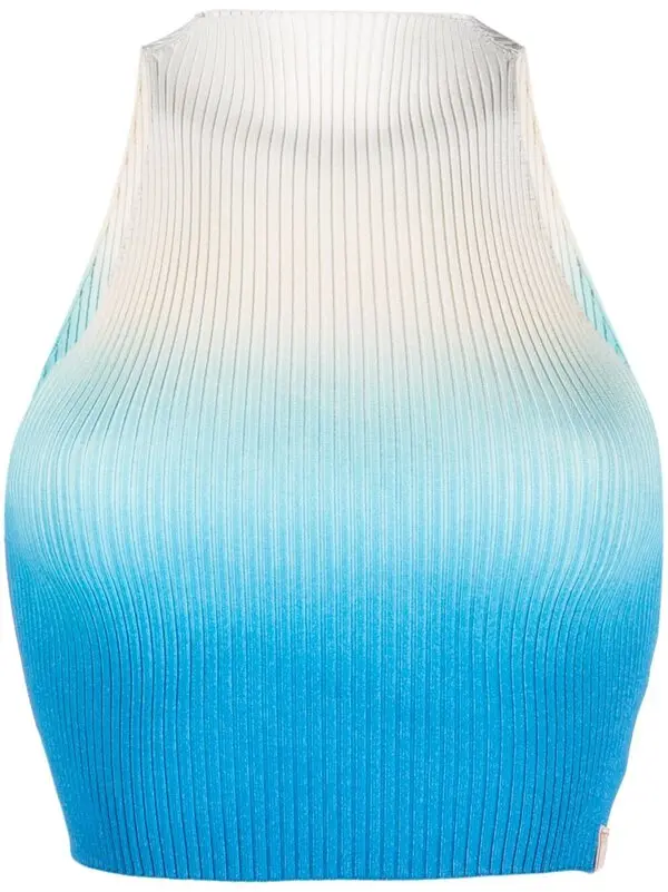 SSHEENA Ombré-effect Ribbed Knit Top - Neutrals