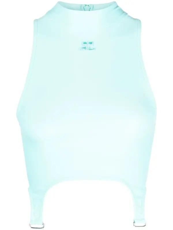 COURREGES Logo-patch Sleeveless Cropped Top