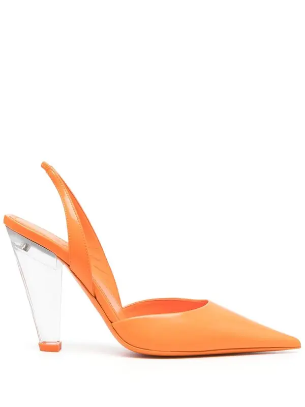 3JUIN Pointed-toe Leather Pumps - Orange