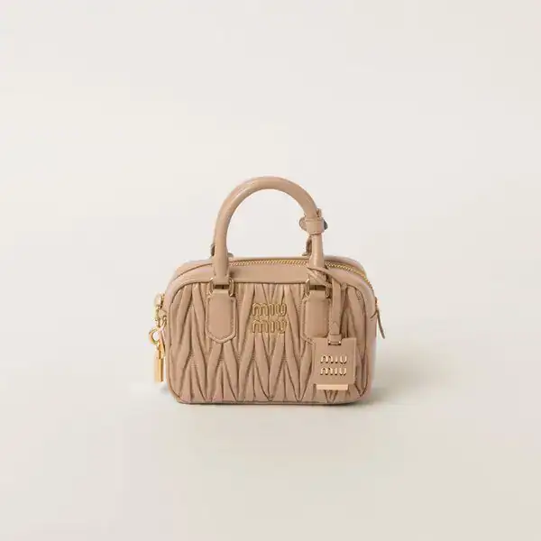 Miu Miu Arcadie Matelassé Nappa Leather Bag Sand Beige