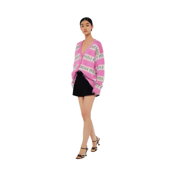 Miu Miu Mohair Cardigan - Fuchsia | Editorialist