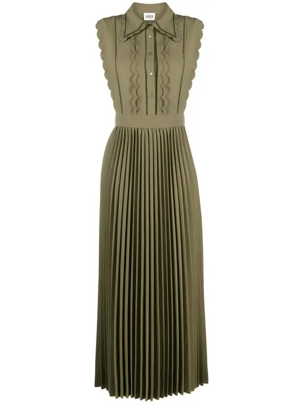 Claudie Pierlot Pleated Maxi Dress In Green - 50% Off | Editorialist