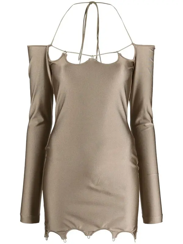 Attico Lyna Off-shoulder Mini Dress - Green