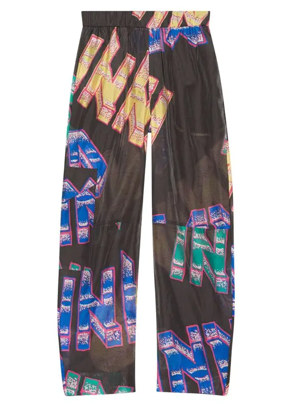 GANNI Logo-print Sheer Curve Trousers