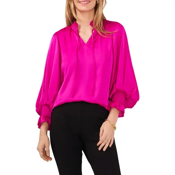 Chaus Balloon Sleeve Peasant Blouse - Allure