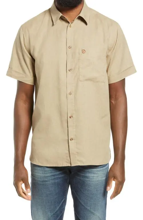 Fjallraven Ovik Travel Short Sleeve Button-up Shirt - Sand Stone