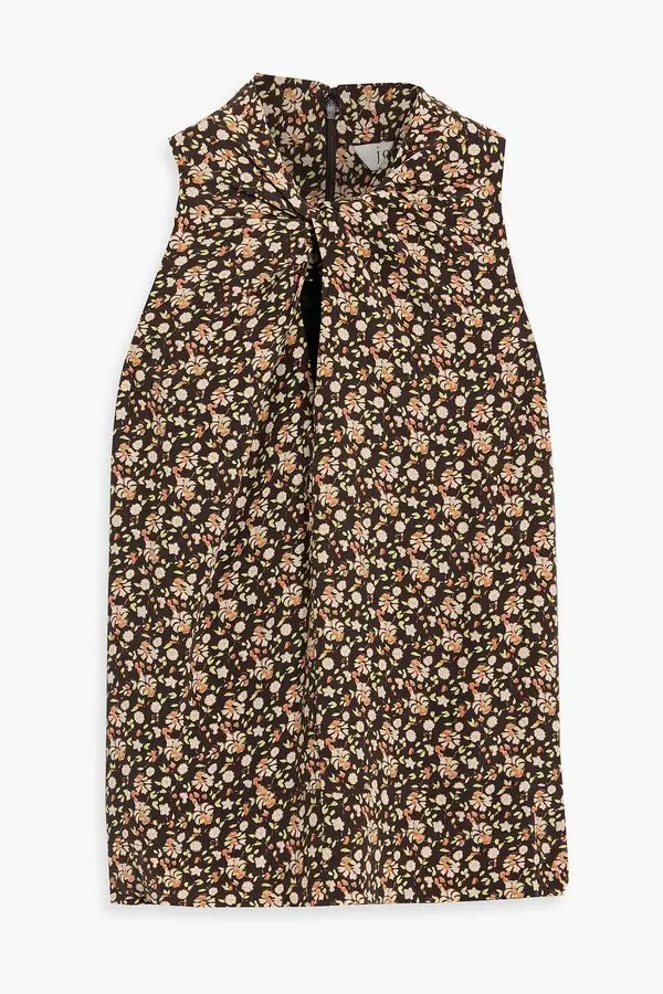 Joie Maraloma Twist-front Silk Top - Chocolate