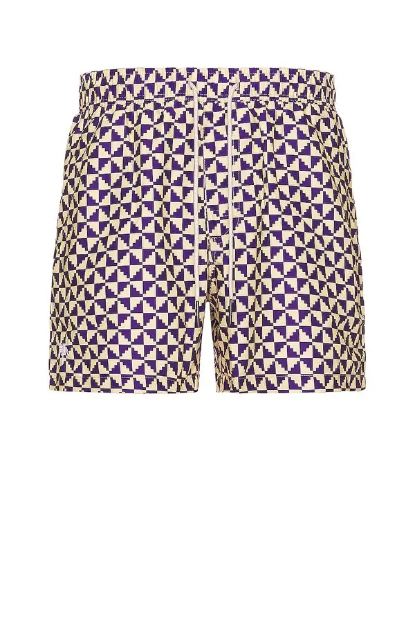 Oas Puzzle Swim Shorts In Black & Orange In Black - Blue