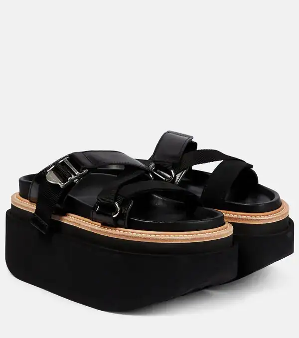 Sacai Hybrid Belt Platform Sandals In Black - 40% Off | Editorialist