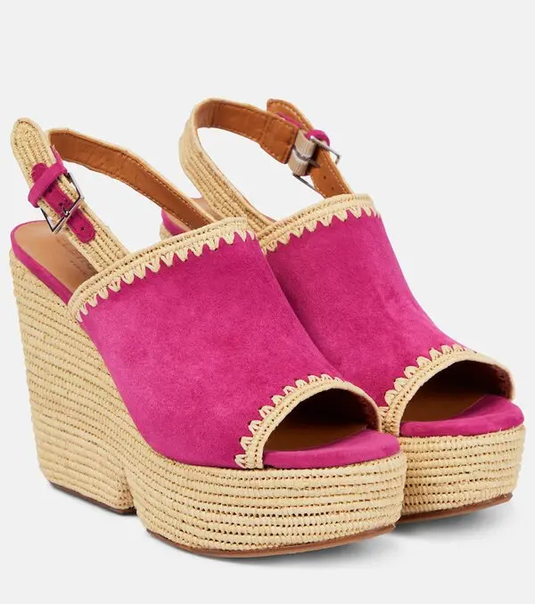 Clergerie Damya Suede Wedge Sandals - Pink