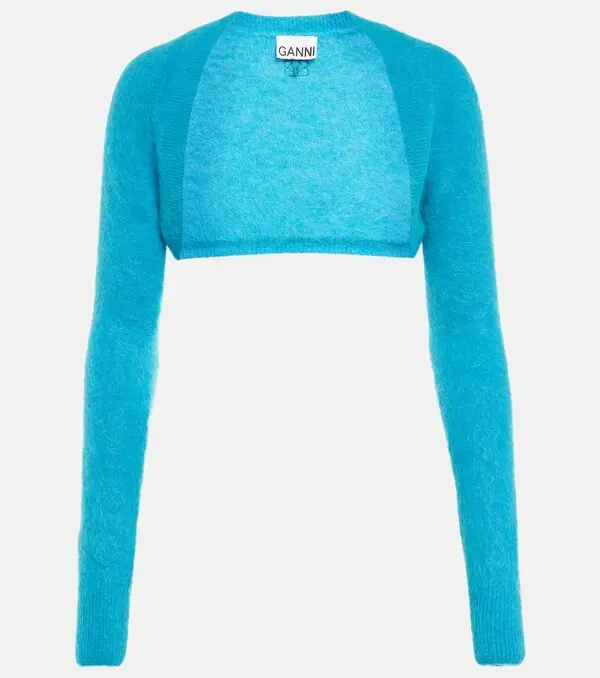 GANNI Alpaca And Wool-blend Cropped Cardigan