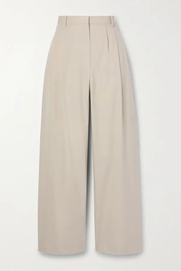 THE ROW Bufus Pleated Cotton-poplin Pants - Gray