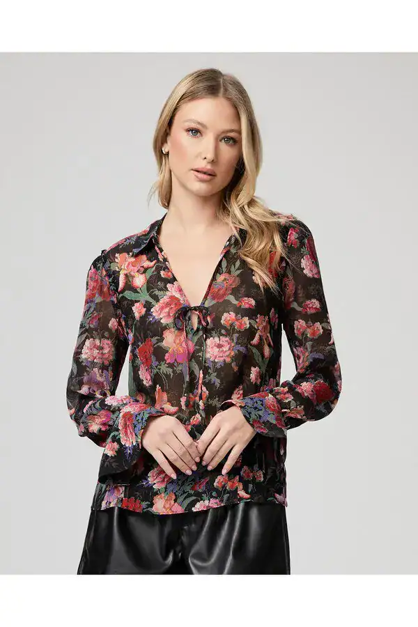 Paige Marsha Shirt Multi Silk In Black - 40% Off | Editorialist