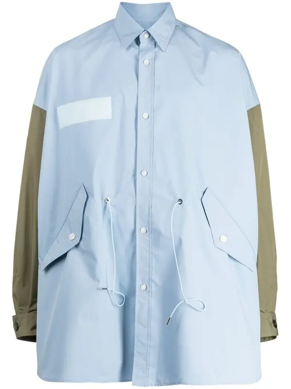 FUMITO GANRYU Two-tone Drawstring-waist Shirt