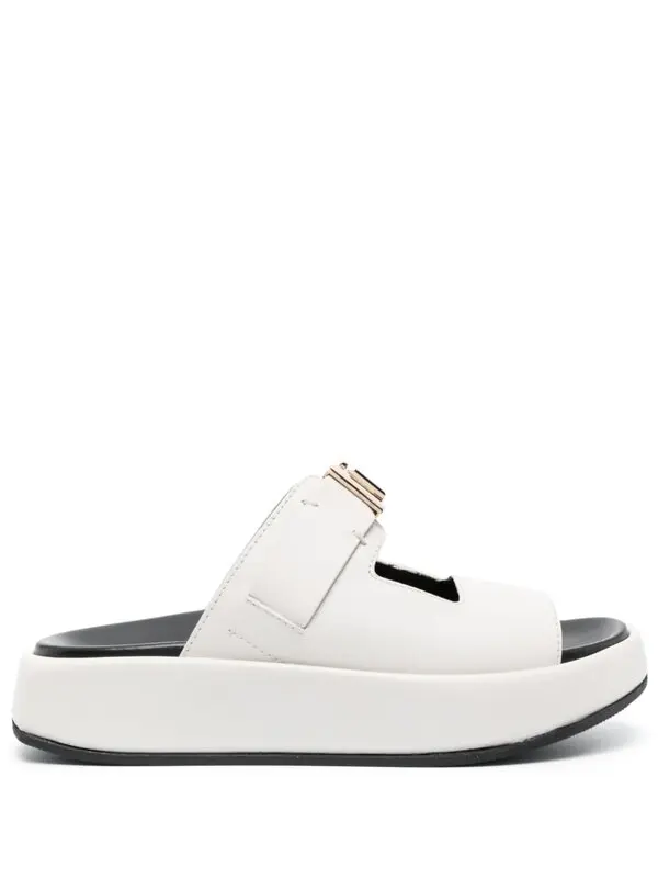 Furla Logo-plaque Leather Platform Slides