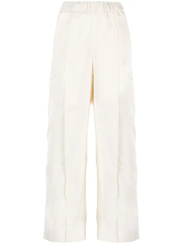 JIL SANDER Elasticated-waist Wide-leg Trousers - White