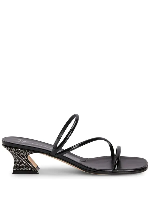 GIUSEPPE ZANOTTI Aude Strass 45mm Rhinestone Sandals - Black