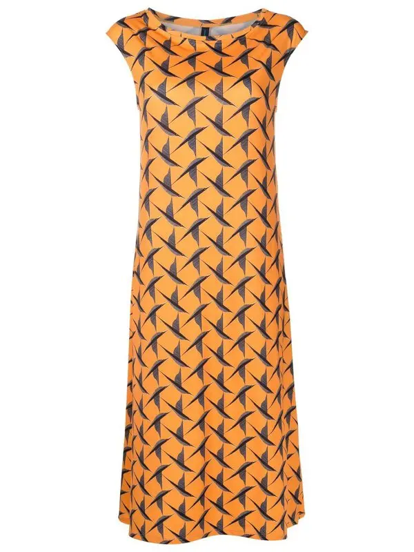 LYGIA & NANNY Zababa Bird-print Midi Dress - Orange