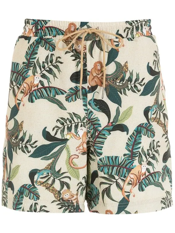 LYGIA & NANNY Monkey-print Swimming Shorts - Neutrals