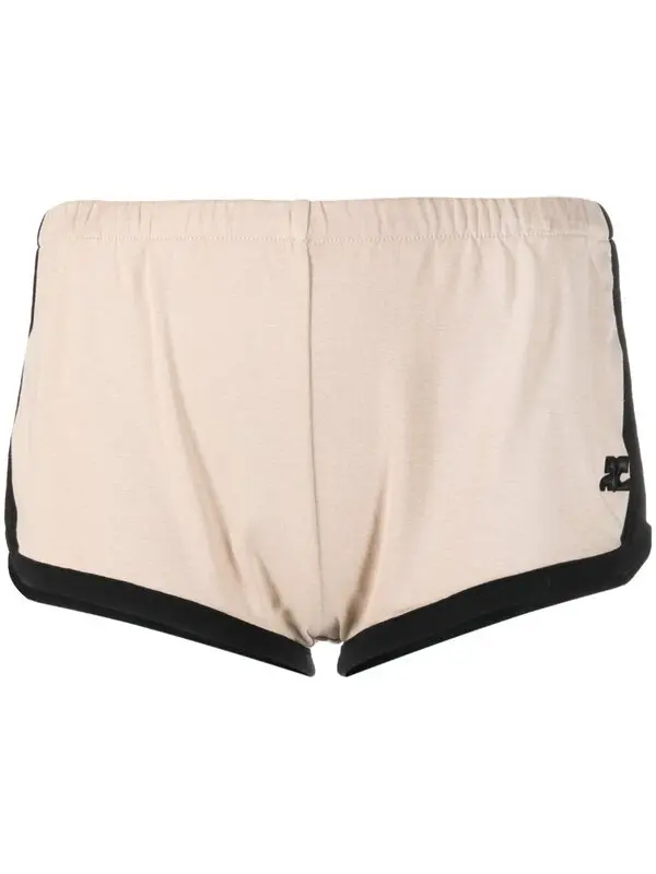 COURREGES Contrasting-trim Logo Shorts - Neutrals
