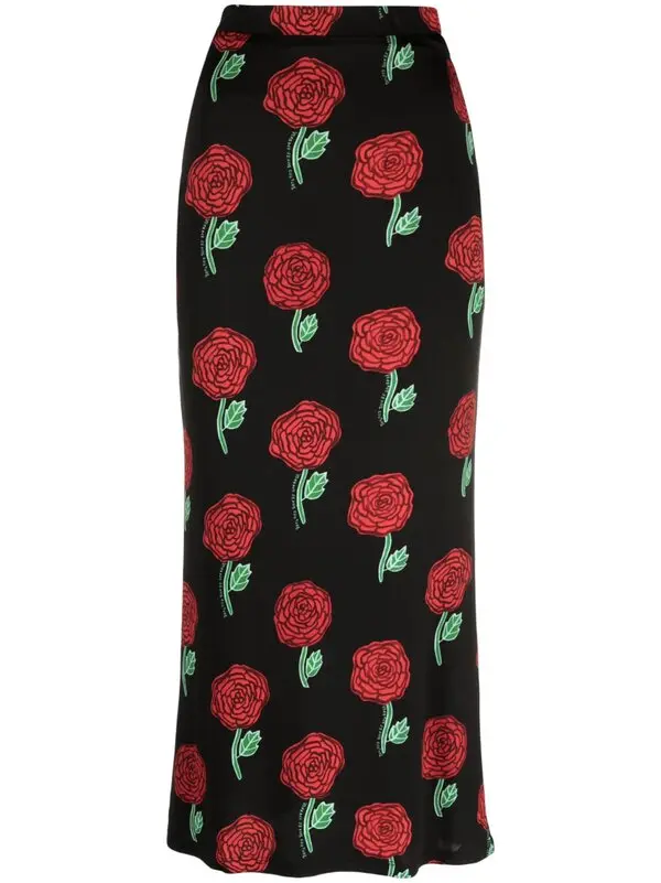 Versace High-waisted Floral-print Skirt