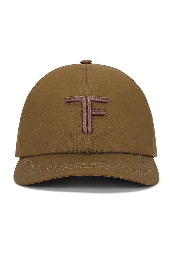 TOM FORD Canvas & Leather Cap - Olive Brown