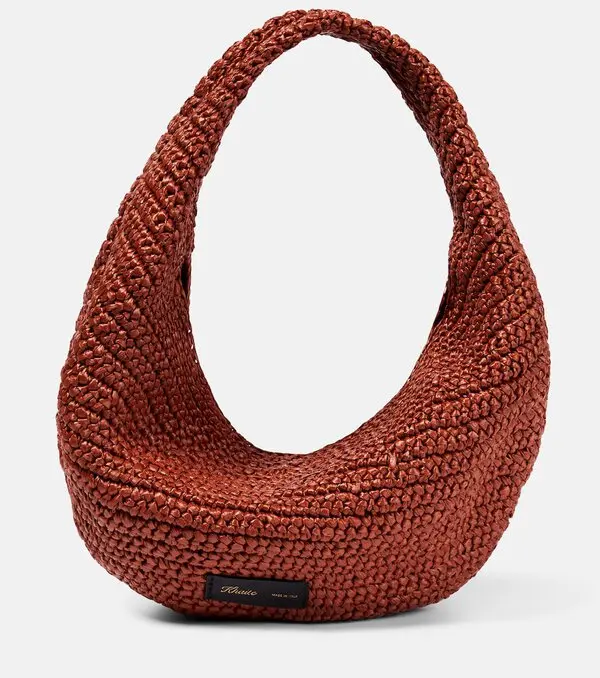 Khaite Olivia Medium Raffia Shoulder Bag - Beige