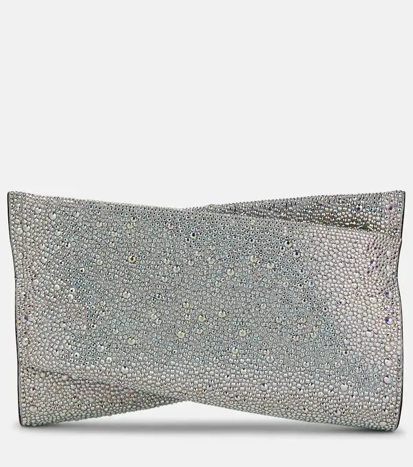CHRISTIAN LOUBOUTIN Loubitwist Small Crystal-embellished Clutch - Purple