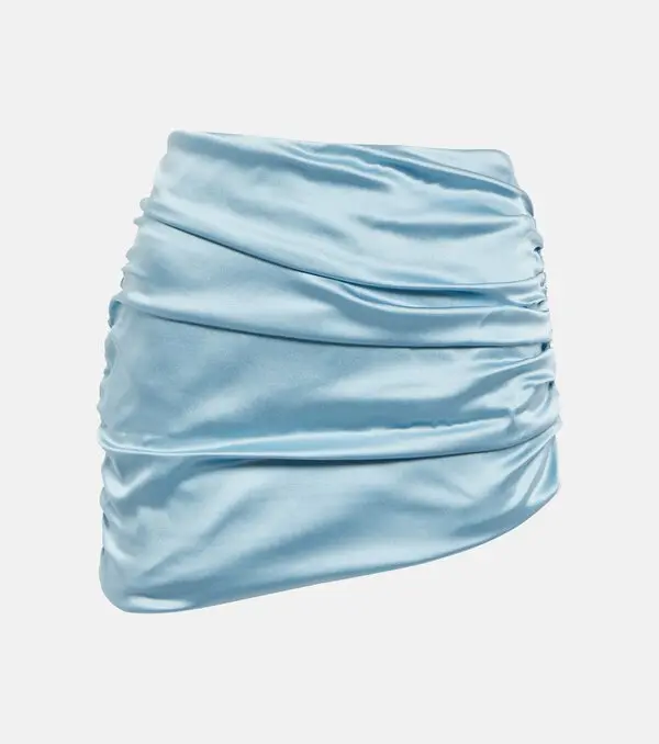Alessandra Rich Asymmetric Ruched Miniskirt - Blue