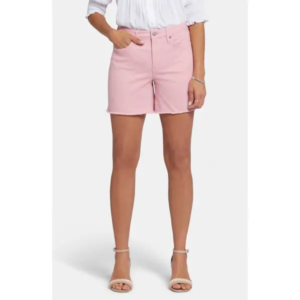 NYDJ Frayed High Waist A-line Denim Shorts - Aphrodite