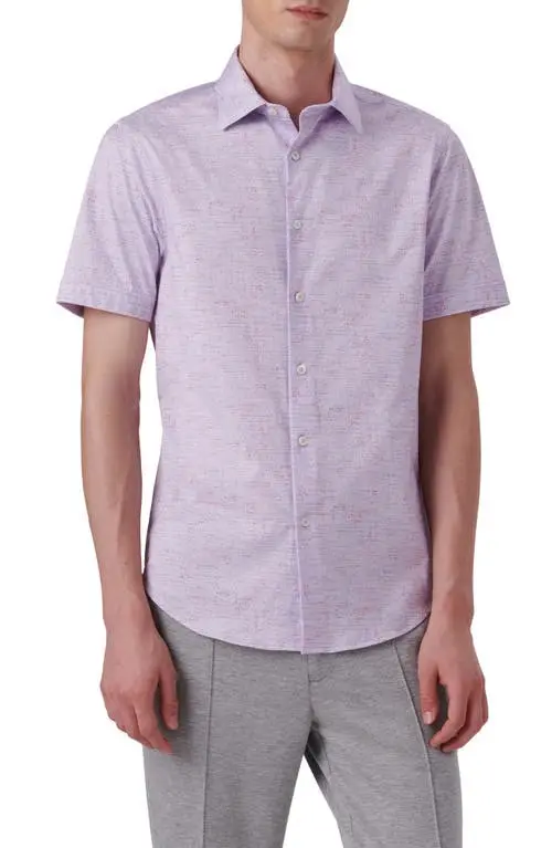 Bugatchi Ooohcotton® Short Sleeve Button-up Shirt - Lilac