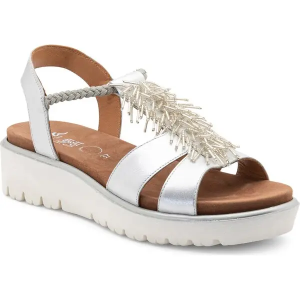 ARA Bristol Platform Sandals - Silver Metallic Leather