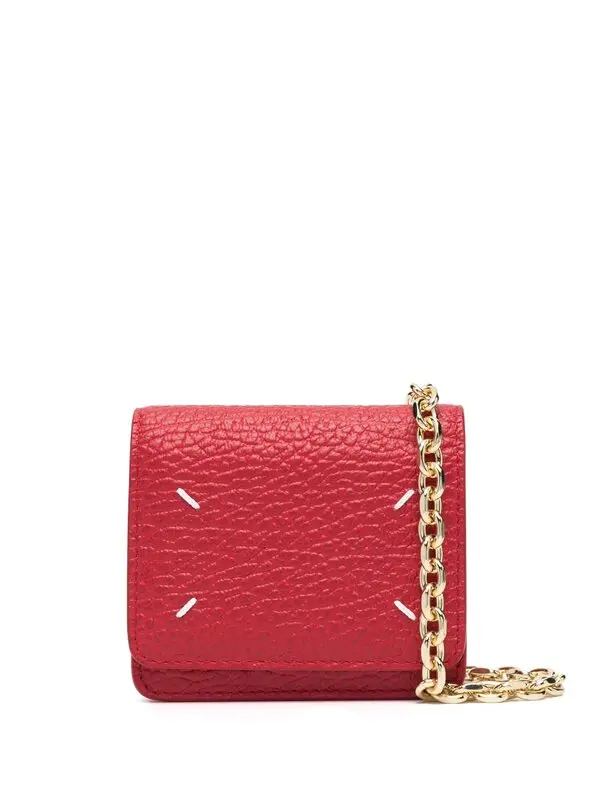 MAISON MARGIELA Four Stitches Leather Chain Wallet - Red