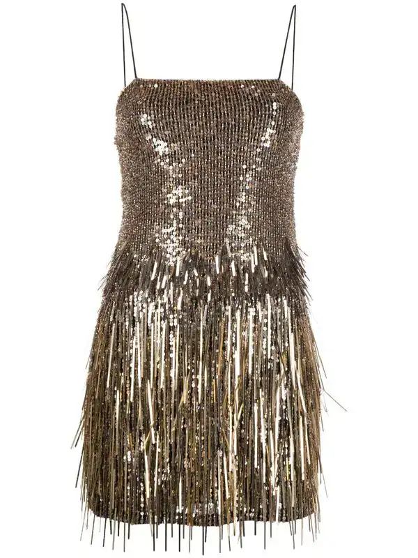 Alice + Olivia Sequin-Embellished Fringed Minidress In Gold - 30% Off |  Editorialist