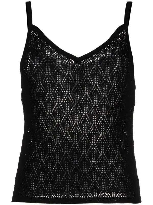 BARRIE Pointelle-knit Cashmere Top - Black