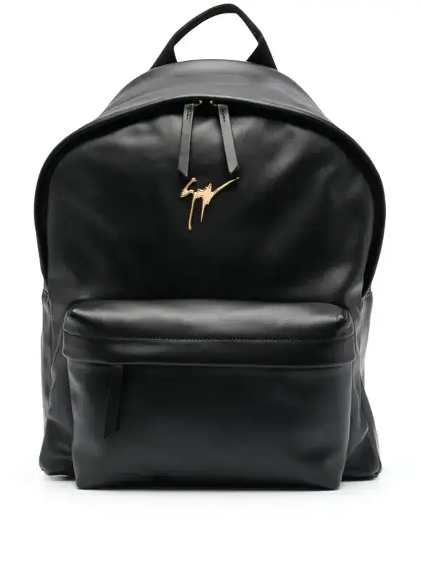 Giuseppe Zanotti Logo-Lettering Leather Backpack In Black - 55